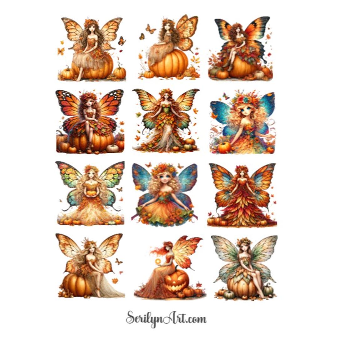 Sticker Sheet Pumpkin Fairies for Bullet Journal, Scrapbooking ...