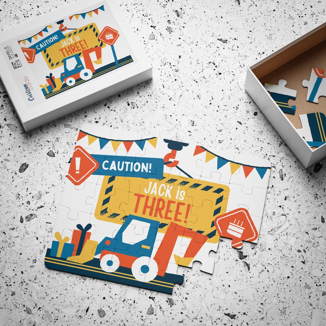 Personalized Birthday Puzzle for Toddlers Construction Design Jigsaw ...