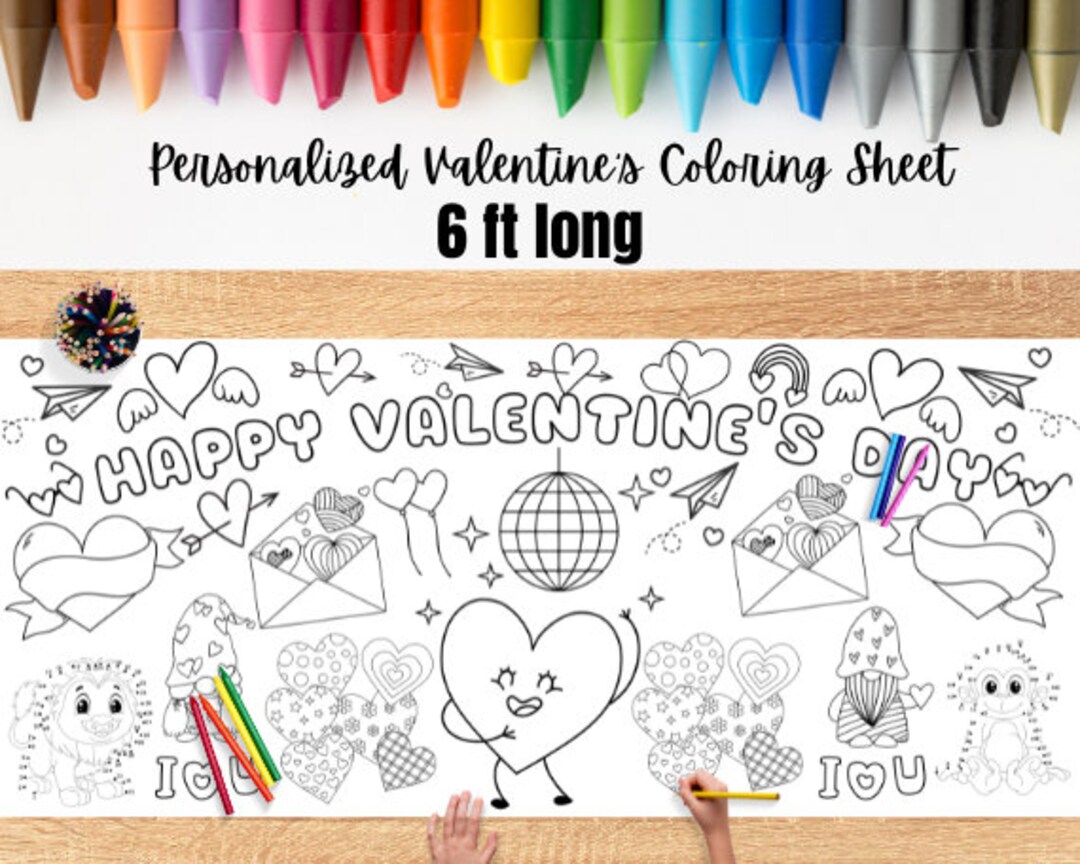 Coloring Sheet Giant Personalized Valentine's Day Poster, Fun Birthday ...