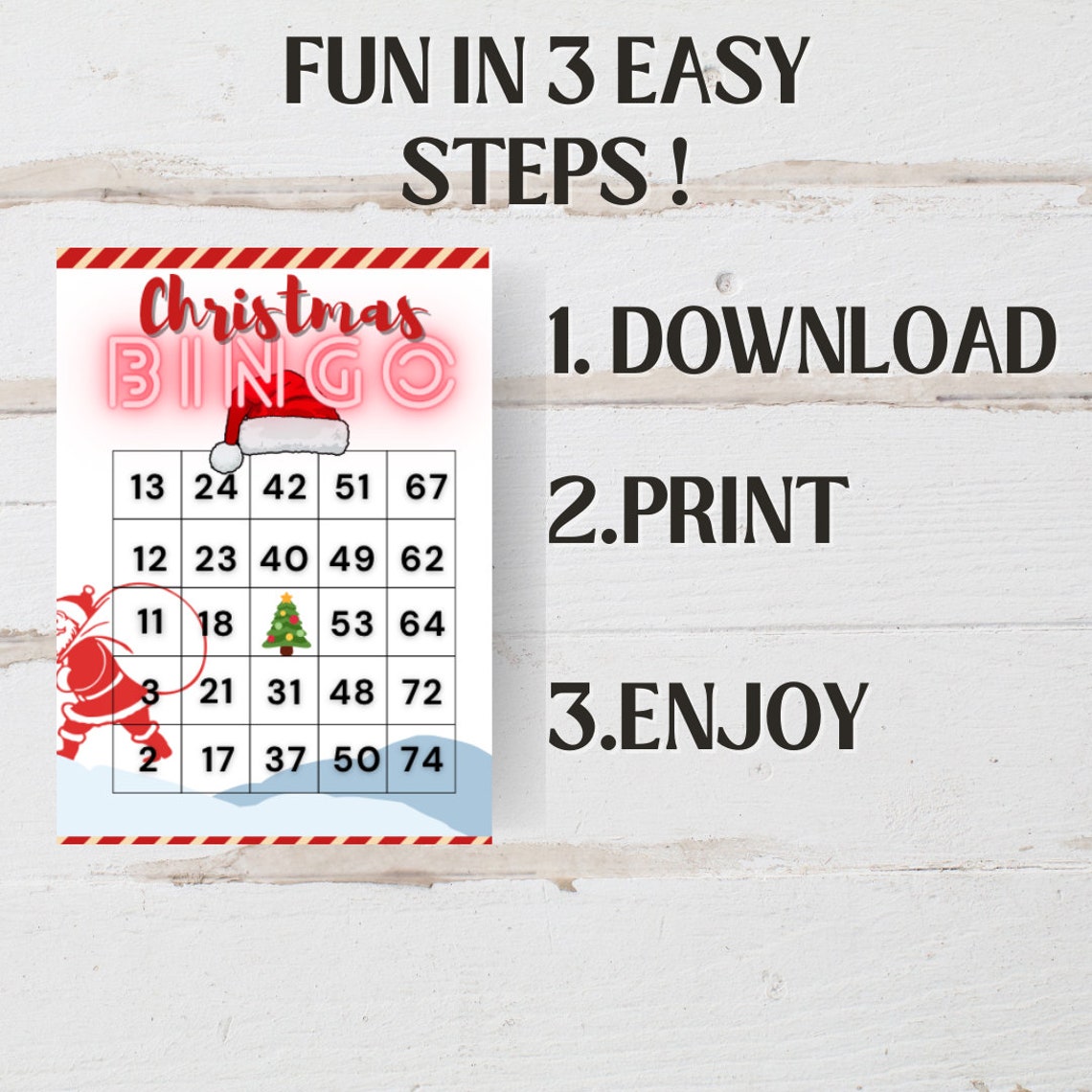 Christmas Bingo 30 Card ,christmas Party Game, Christmas Activity ...