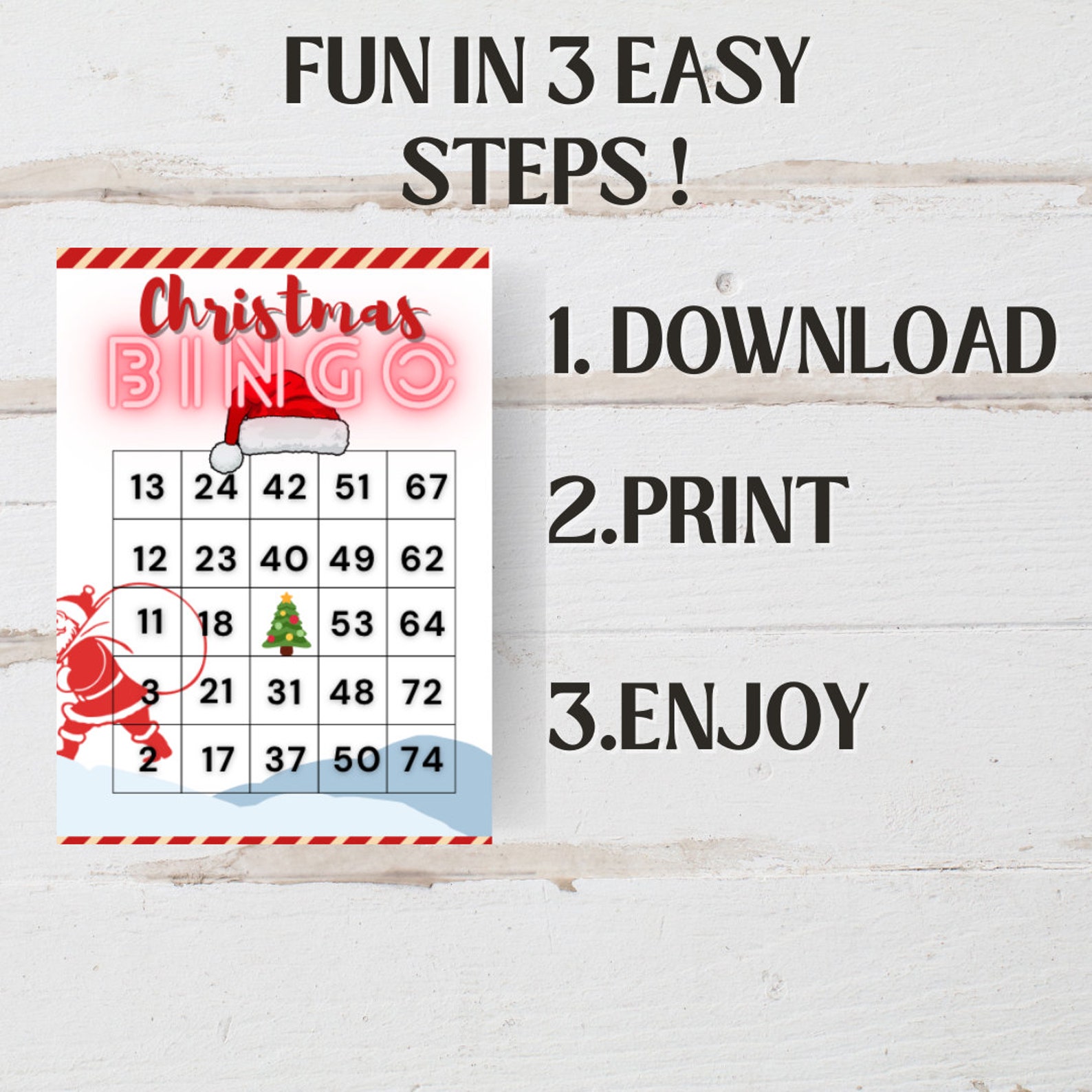 Christmas Bingo 30 Card ,christmas Party Game, Christmas Activity ...