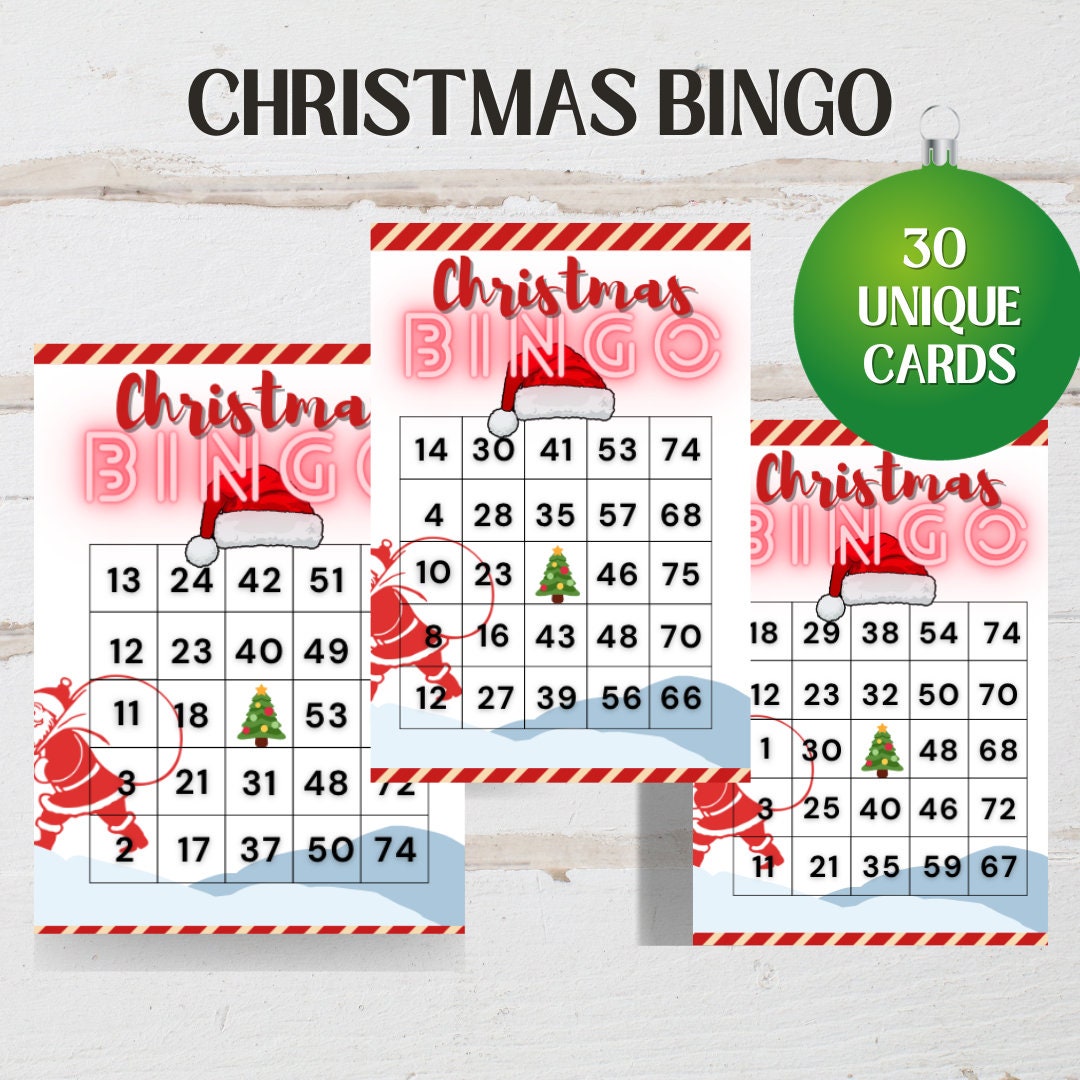 Christmas Bingo 30 Card ,christmas Party Game, Christmas Activity ...