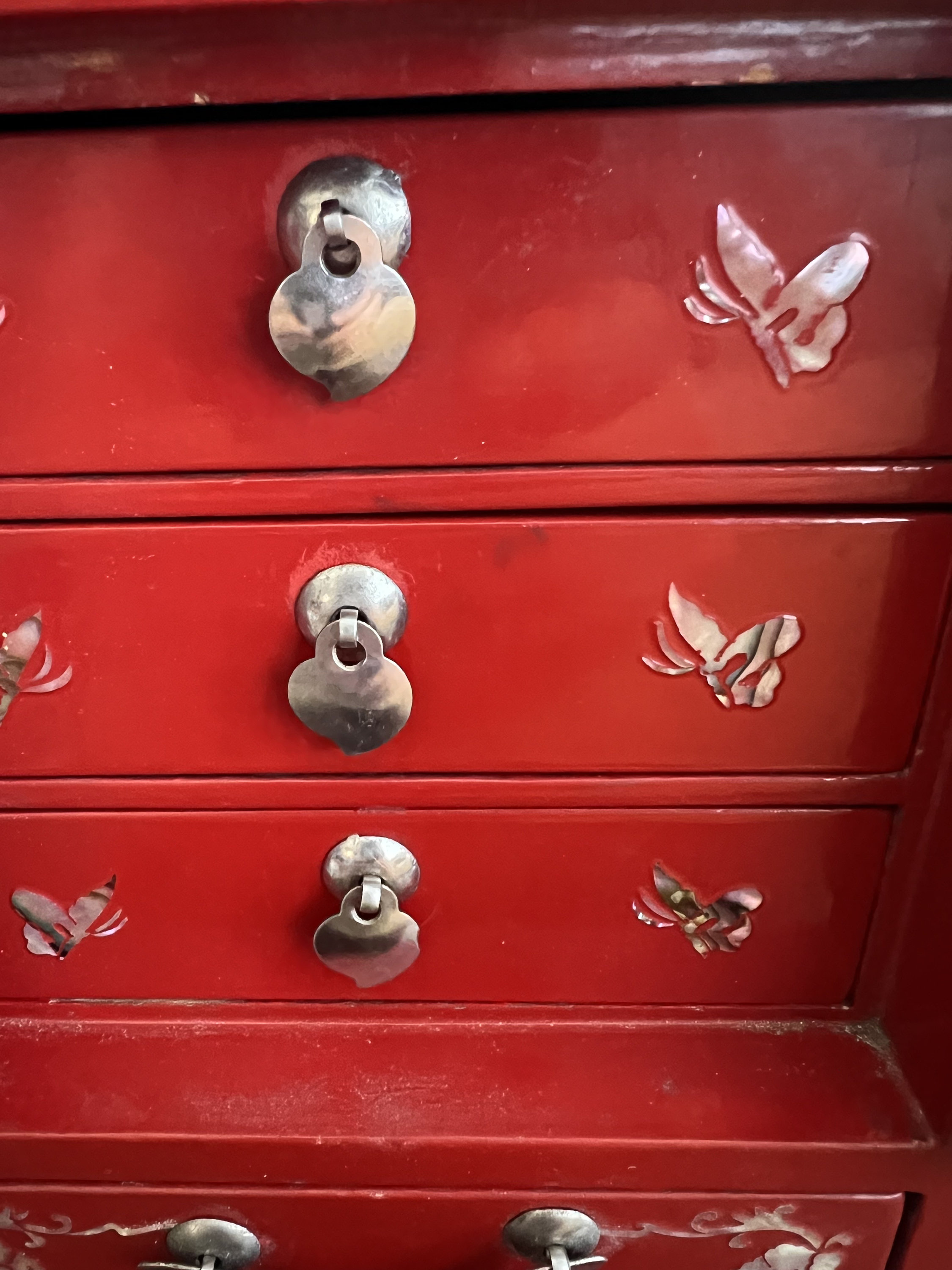 Vintage Chinese Laquered Jewelry Box, Mother of Pearl Inlay - Etsy