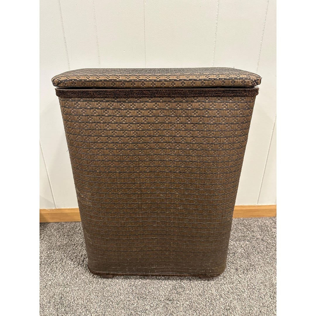 Vintage Redmon Wicker Hamper Brown With Trim - Etsy