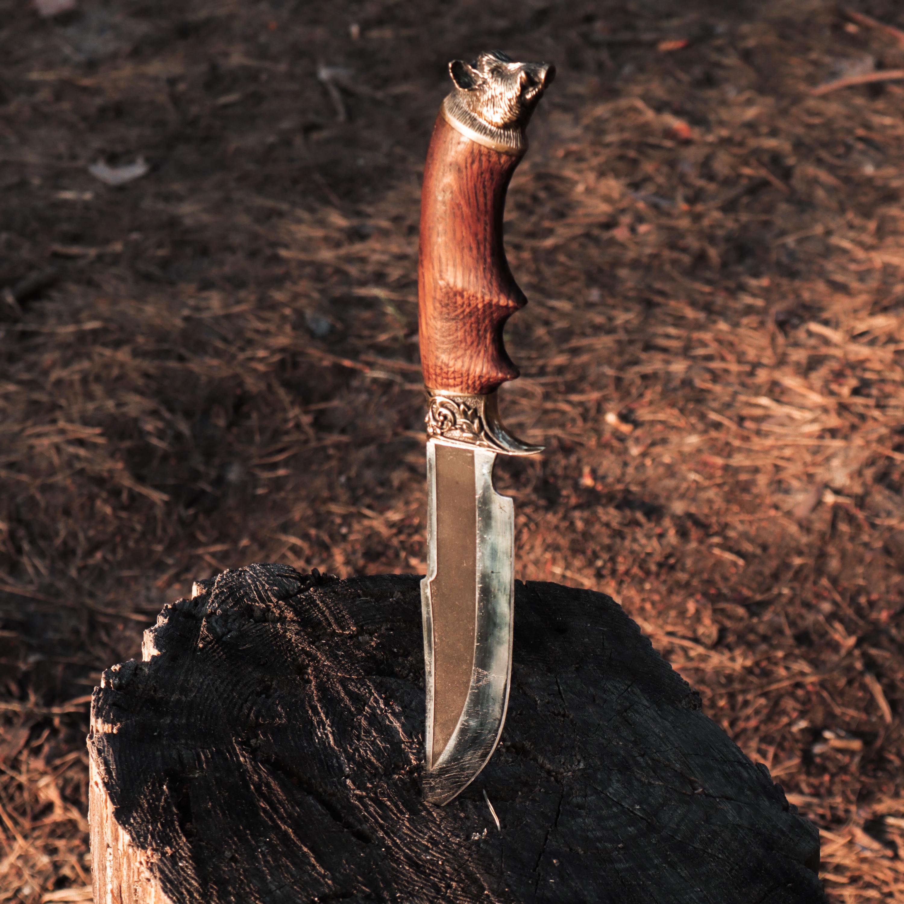 Predator Knife - Handcrafted With Bronze Animal Head Handle and Custom ...