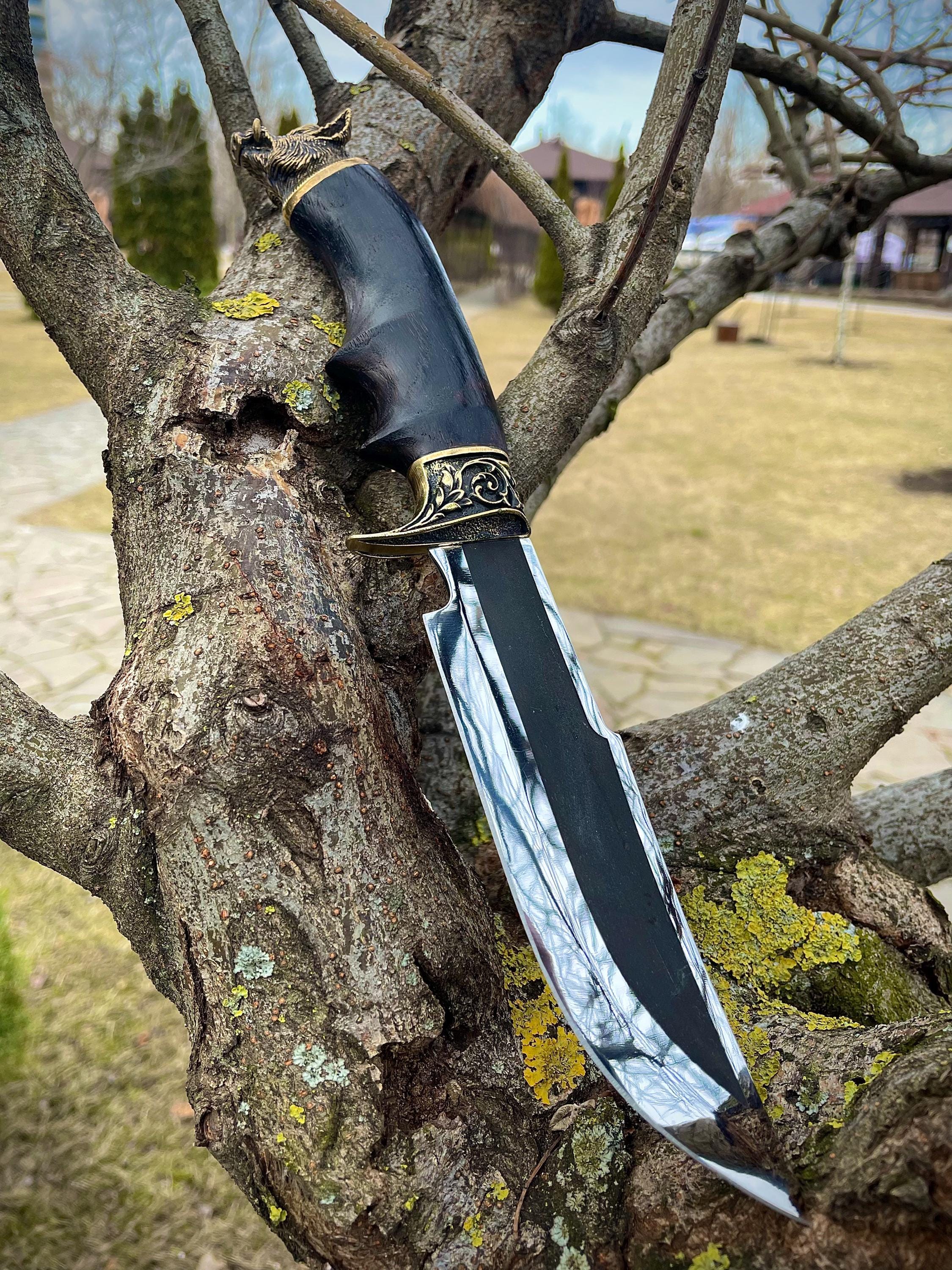 Predator Knife - Handcrafted With Bronze Animal Head Handle and Custom ...