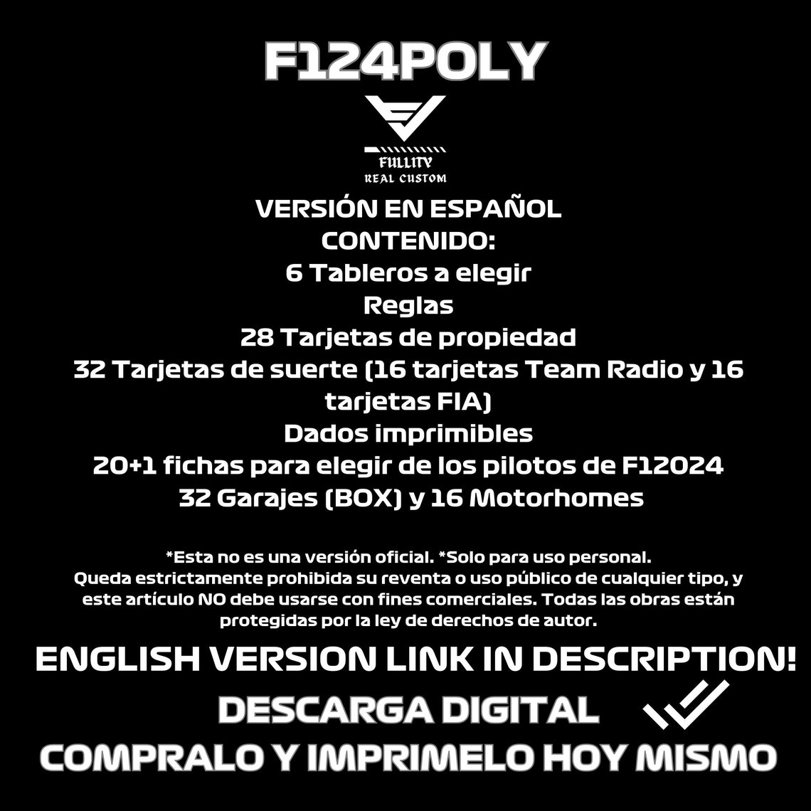 F1poly24 Monopoly F1 2024 Edition Printable - Etsy Canada