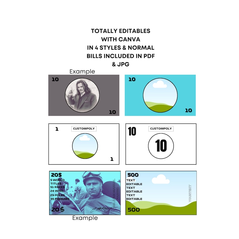 Monopoly Template Pack Editable Canva | Customized Monopoly Stencil ...