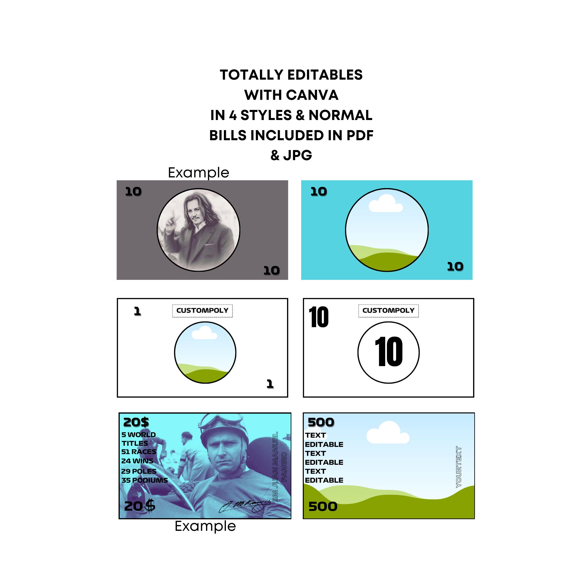 Monopoly Template Pack Editable Canva | Customized Monopoly Stencil ...