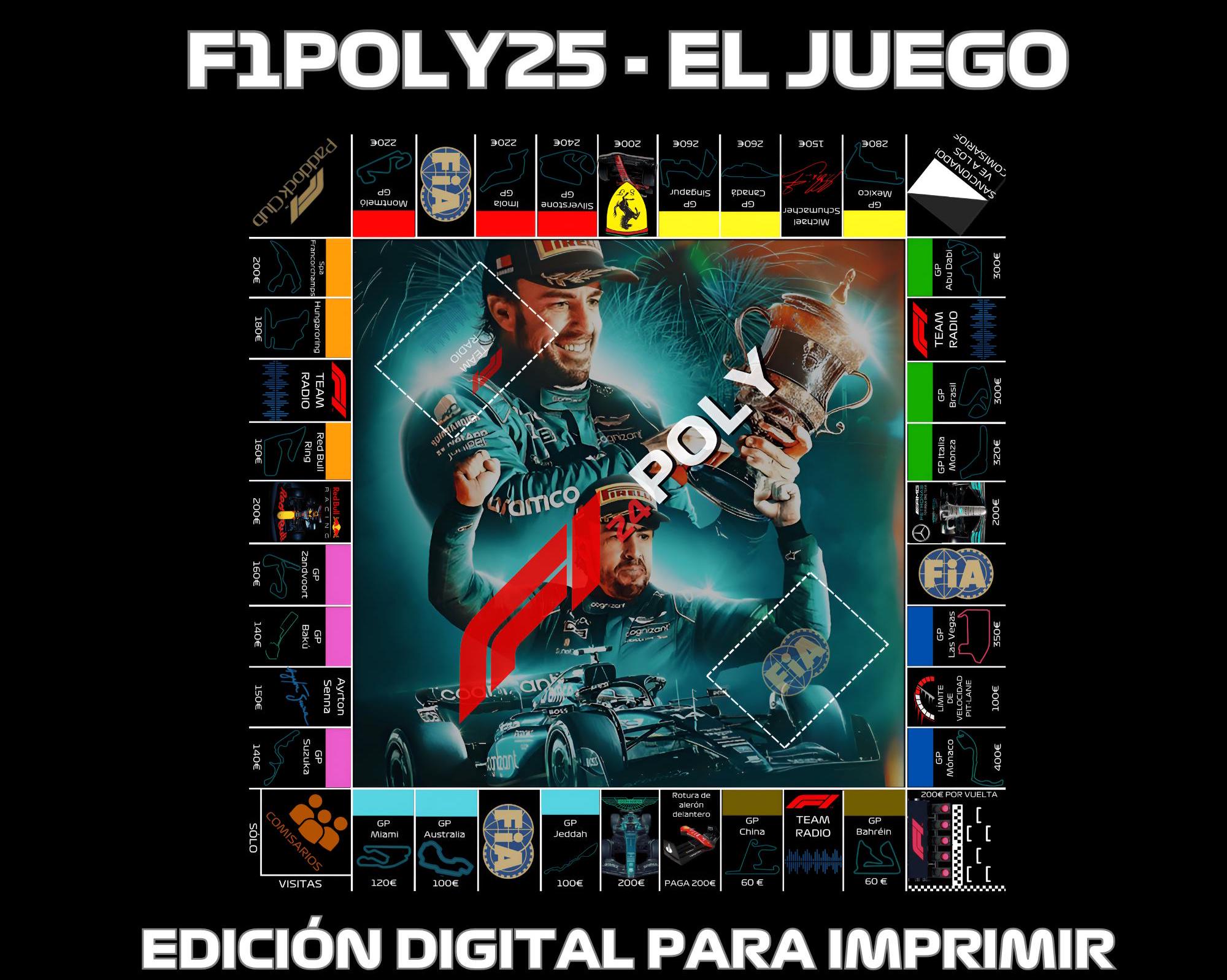 F1poly25 Monopoly F1 2025 Edicion Especial - Imprimible Juego De Mesa ...