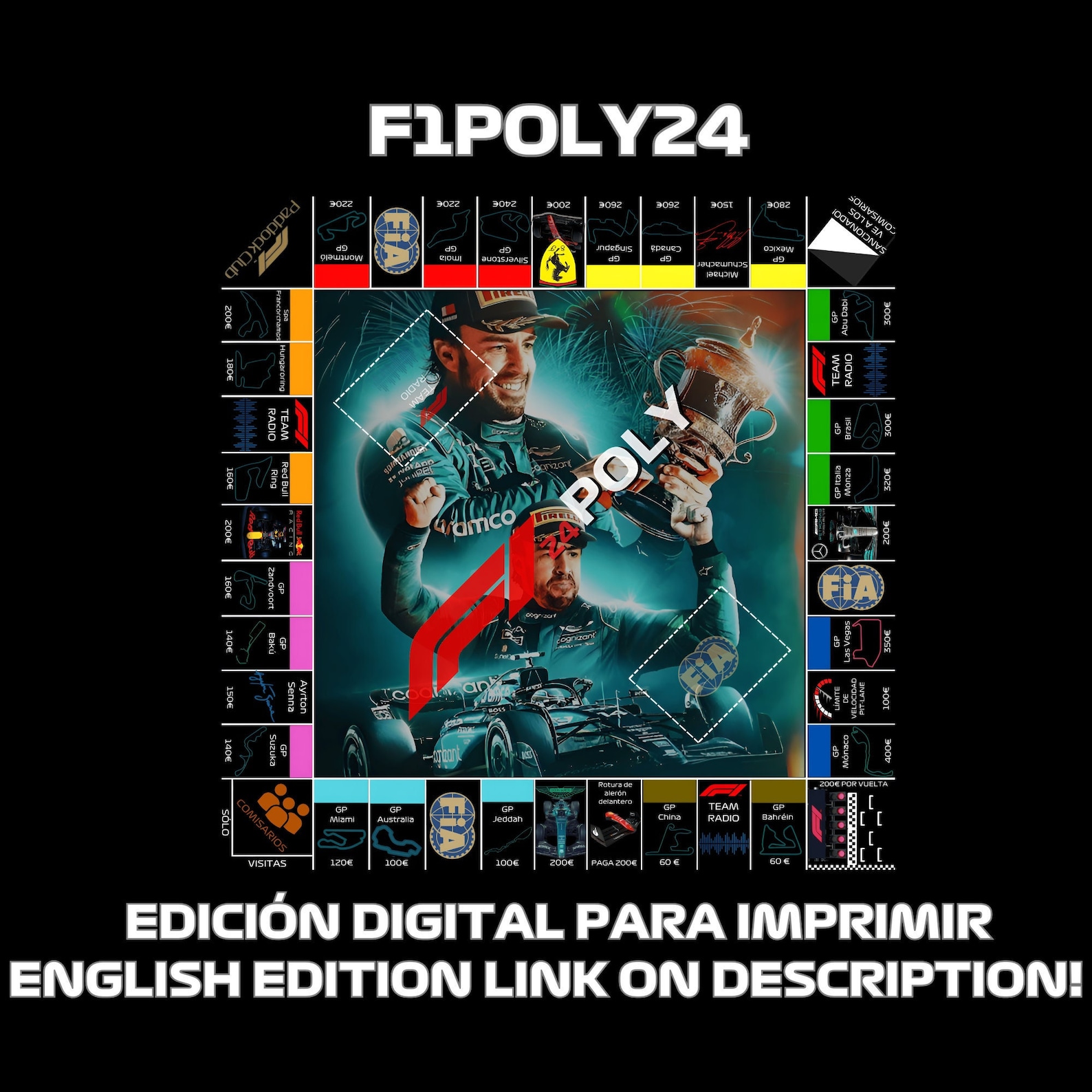 F1poly25 Monopoly F1 2025 Edicion Especial - Imprimible Juego De Mesa ...