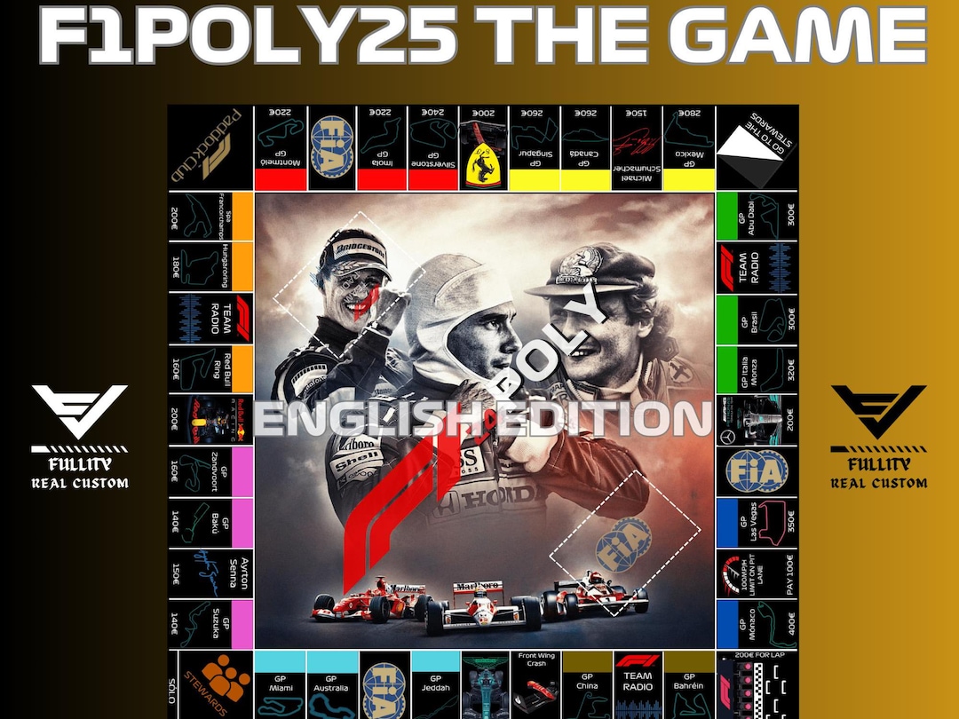 F125poly Printable Edition 2025 | Monopoly F1 24/25 English Edition ...