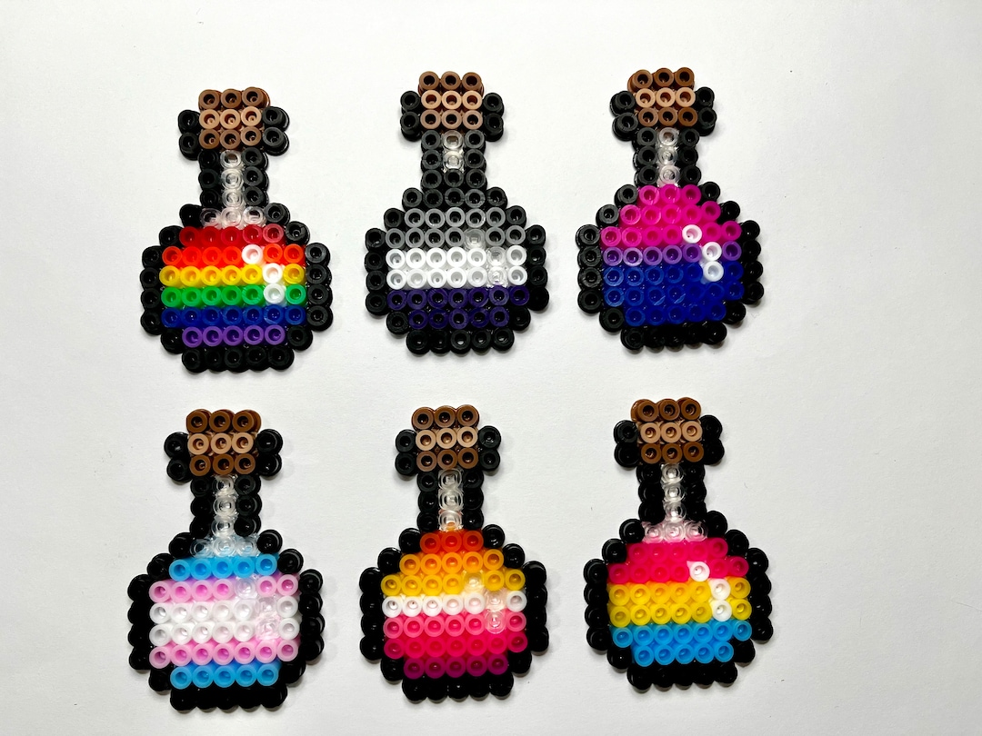 Pride Perler Bead Potion Bottle Keychain or Magnet - Etsy
