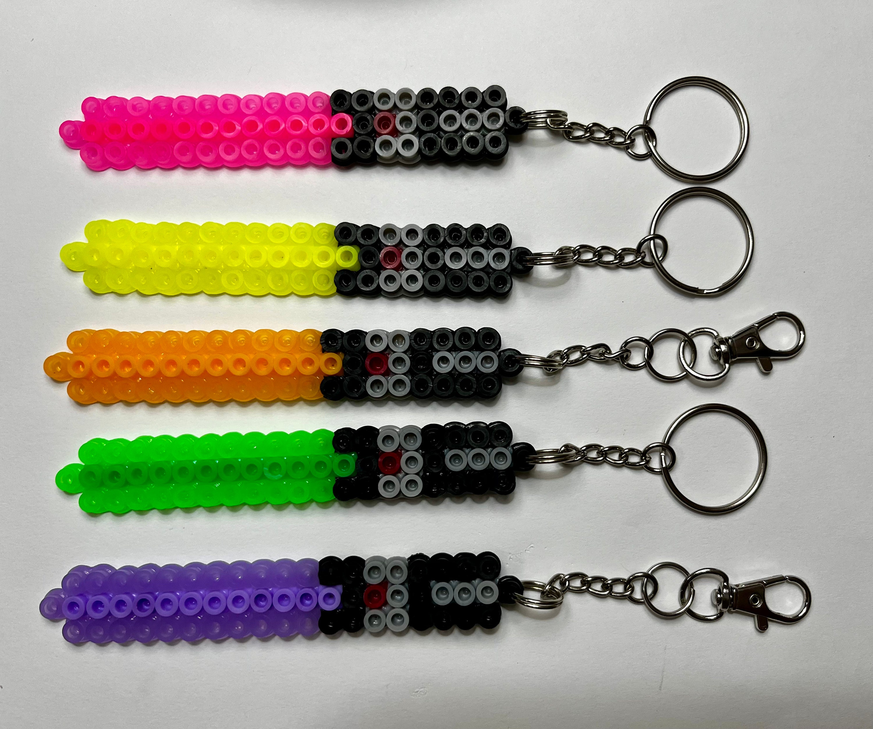 Glow in the Dark Lightsaber Perler Bead Keychains - Etsy