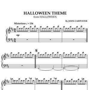 Halloween Theme Easy Piano Sheet Music With Note Names (printable PDF ...