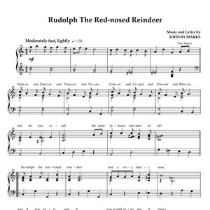 Rudolph the Red-nosed Reindeer, Full Version, Piano Vocal Sheet Music ...