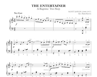 The Entertainer by Scott Joplin, Piano Sheet Music - Intermediate Level - Etsy