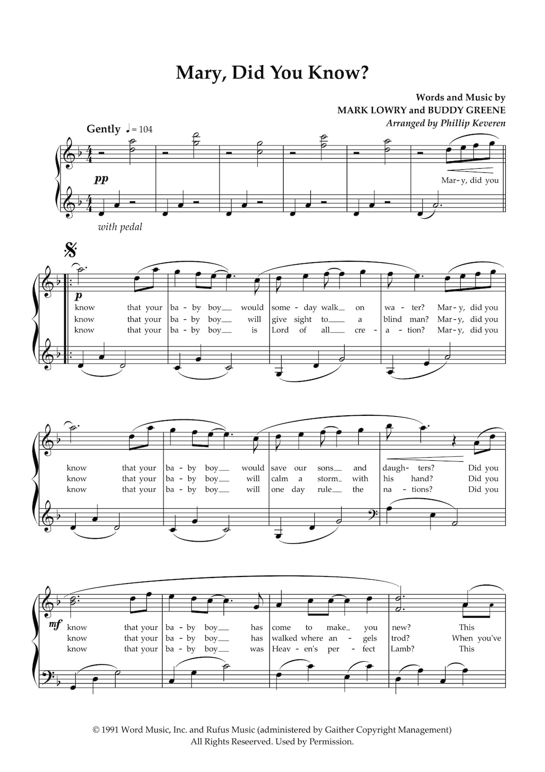 Interesting Sheet Music For Mary Did You Know On Piano Gallery