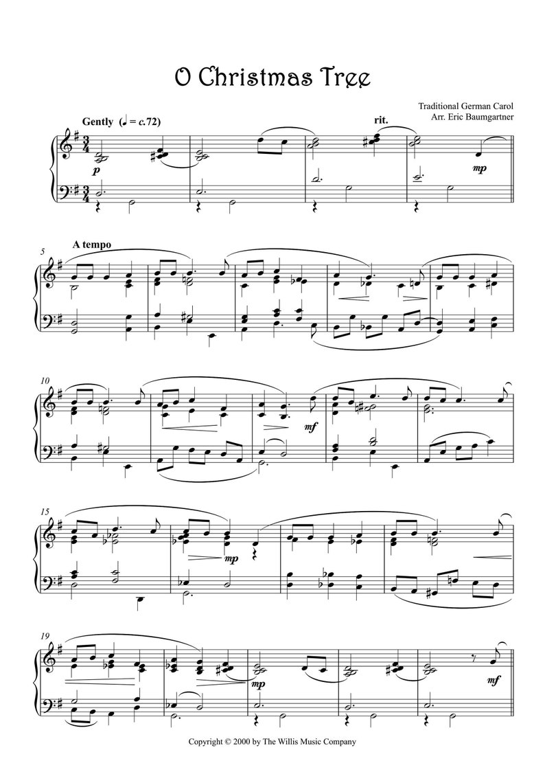 O Christmas Tree Piano Sheet Music: Jazzy German Carol (PDF Download ...