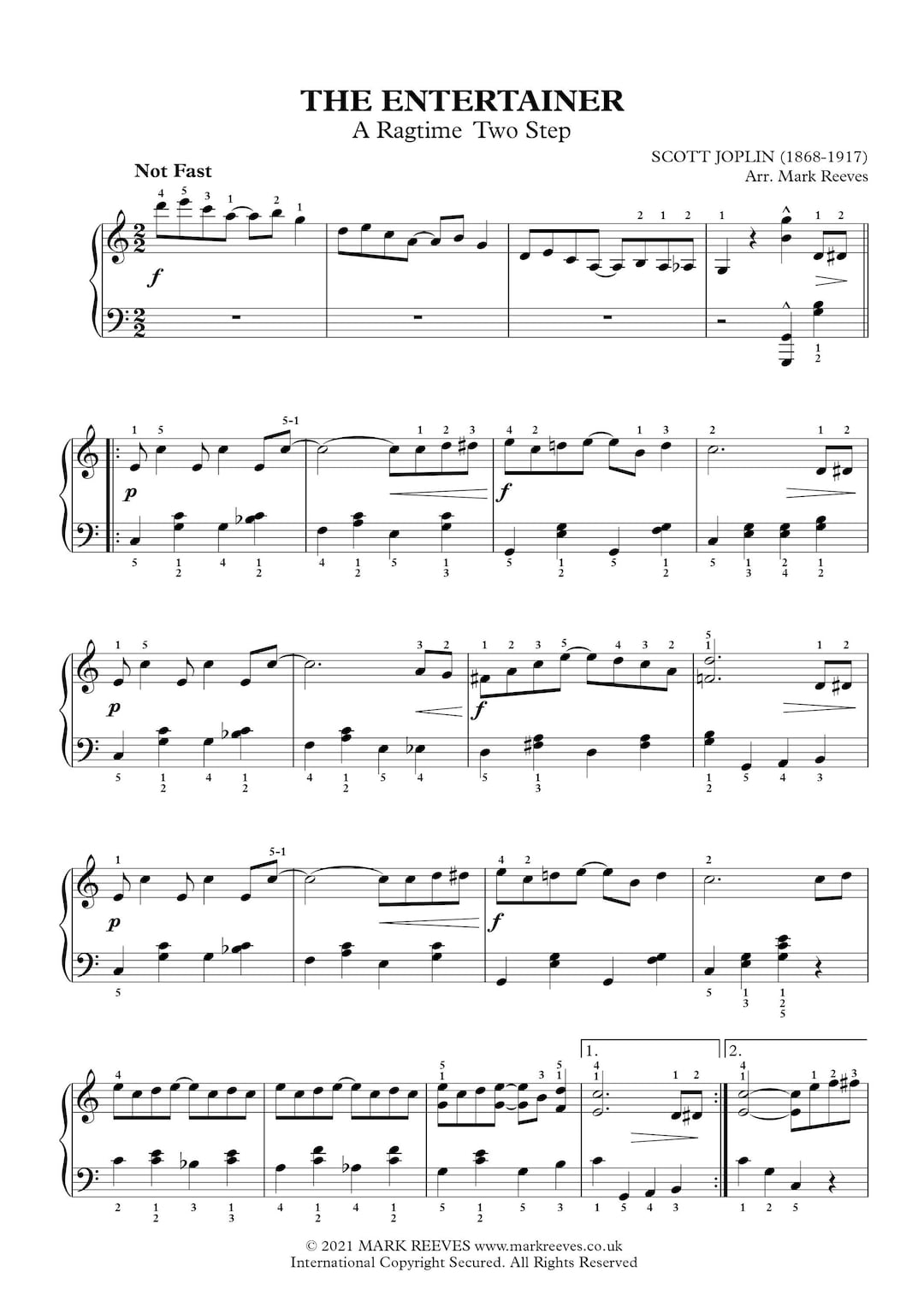 The Entertainer by Scott Joplin, Sheet Music, Complete Piano Rag ...