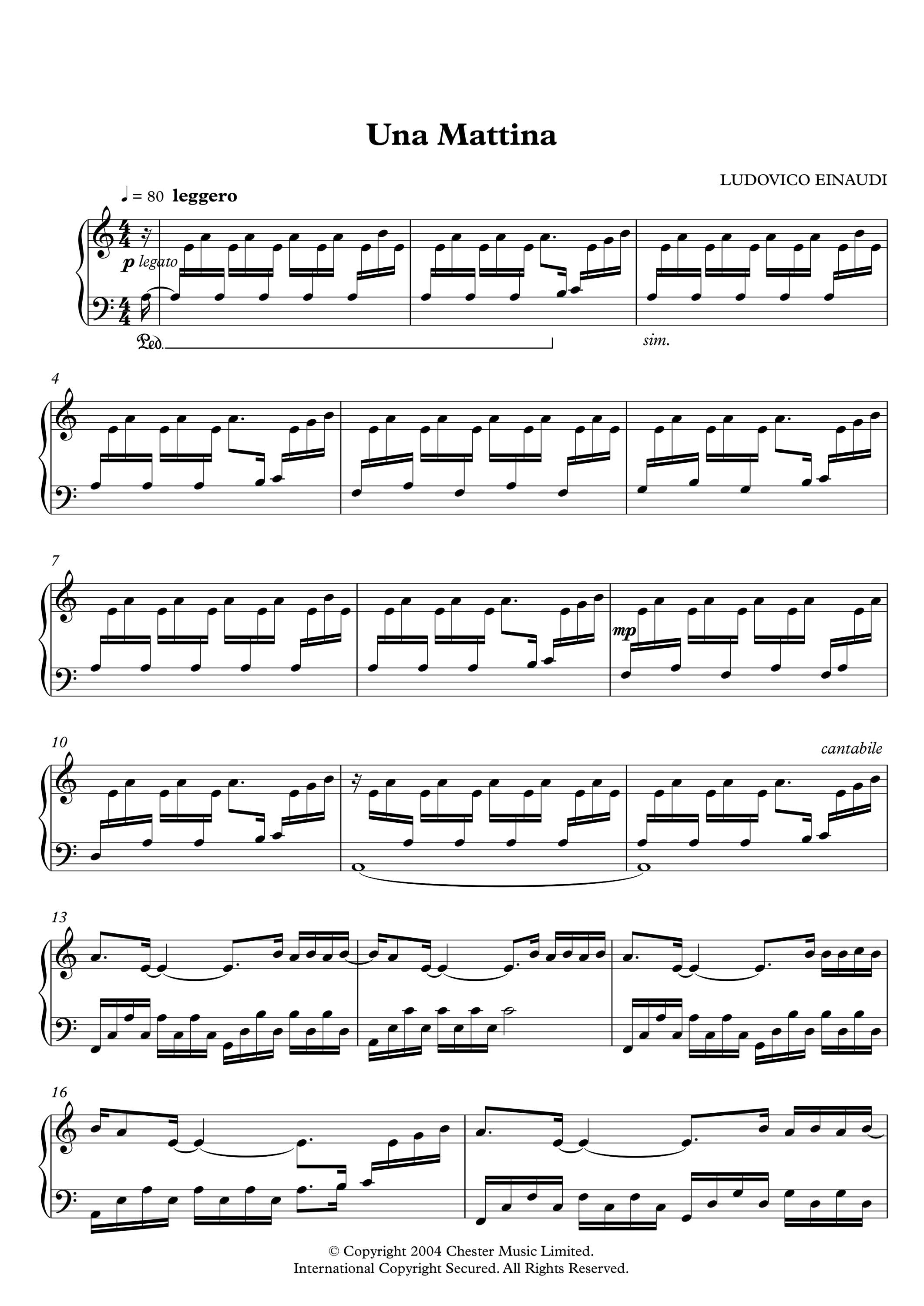 Una Mattina by Ludovico Einaudi, Sheet Music for Piano, Intermediate ...