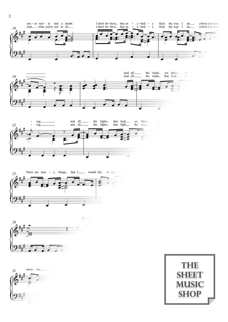 Wonderwall Oasis Piano Sheet Music With Lyrics (digital PDF) - Etsy