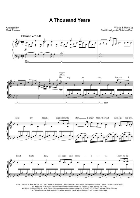A Thousand Years Christina Perri Lyrics