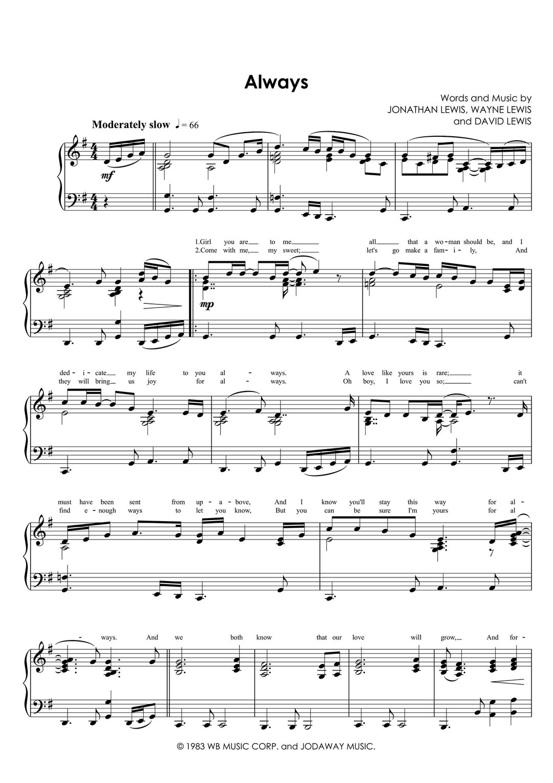 Always by Atlantic Starr Piano Solo Sheet Music (digital PDF) - Etsy