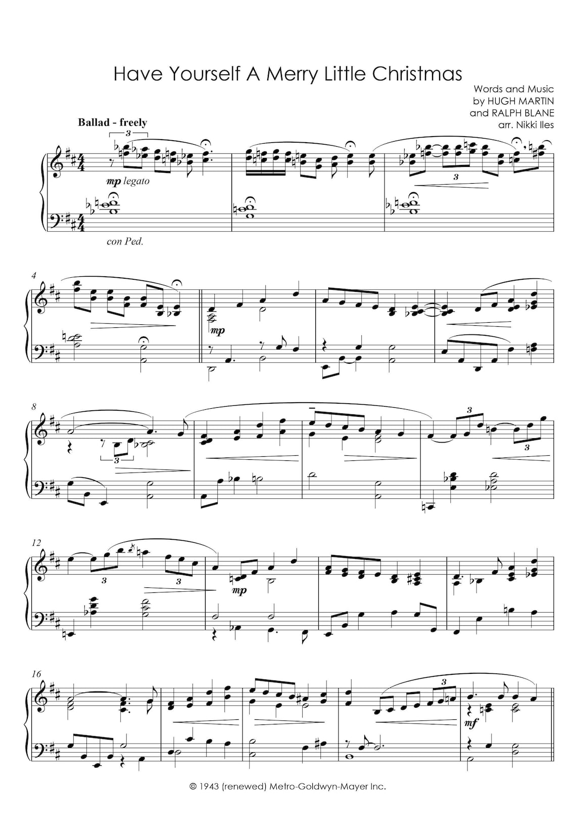 Have Yourself A Merry Little Christmas Piano Solo Sheet Music (PDF) - Etsy
