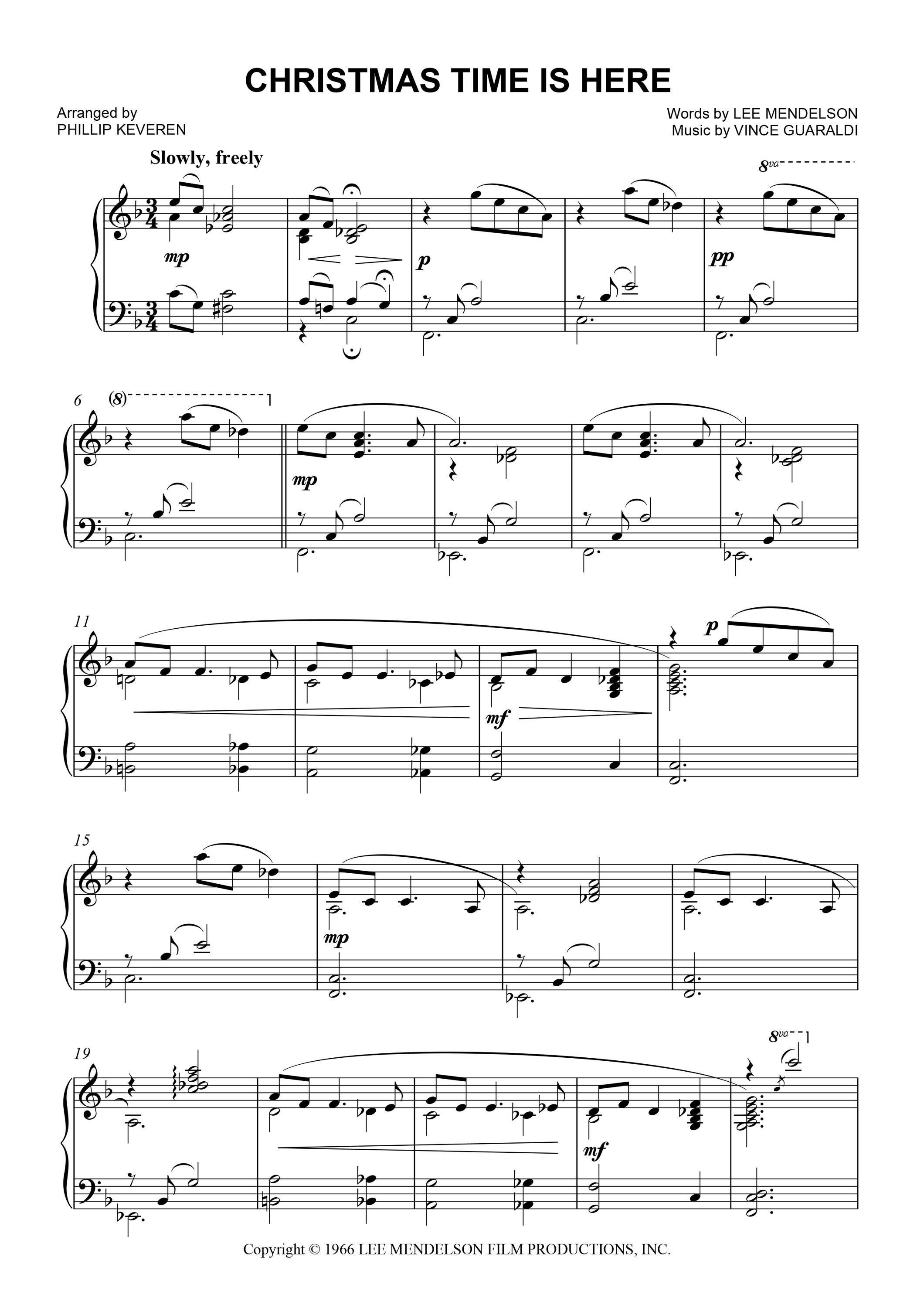 Christmas Time is Here Piano Sheet Music: Vince Guaraldi (PDF Download ...
