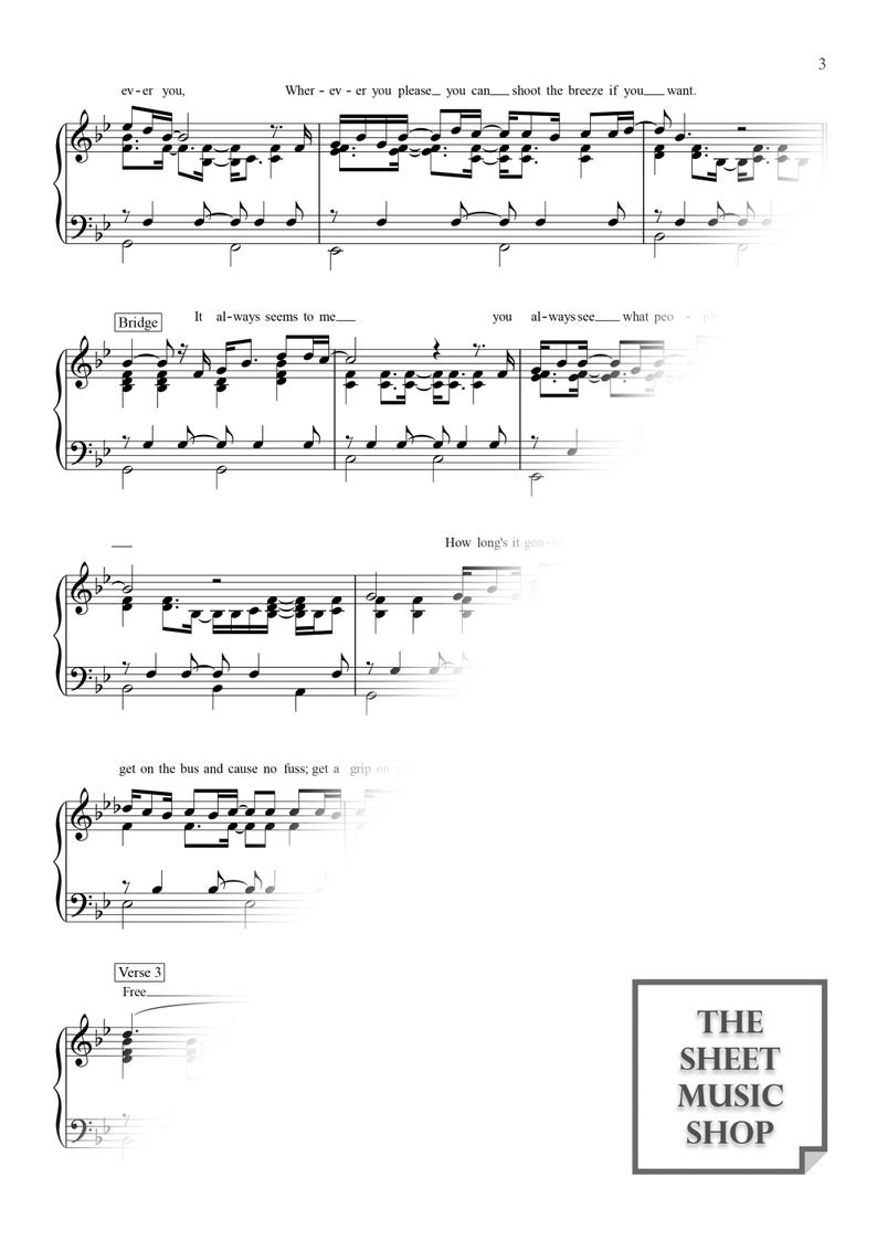 Oasis - Whatever, Piano Solo Sheet Music (digital PDF) - Etsy