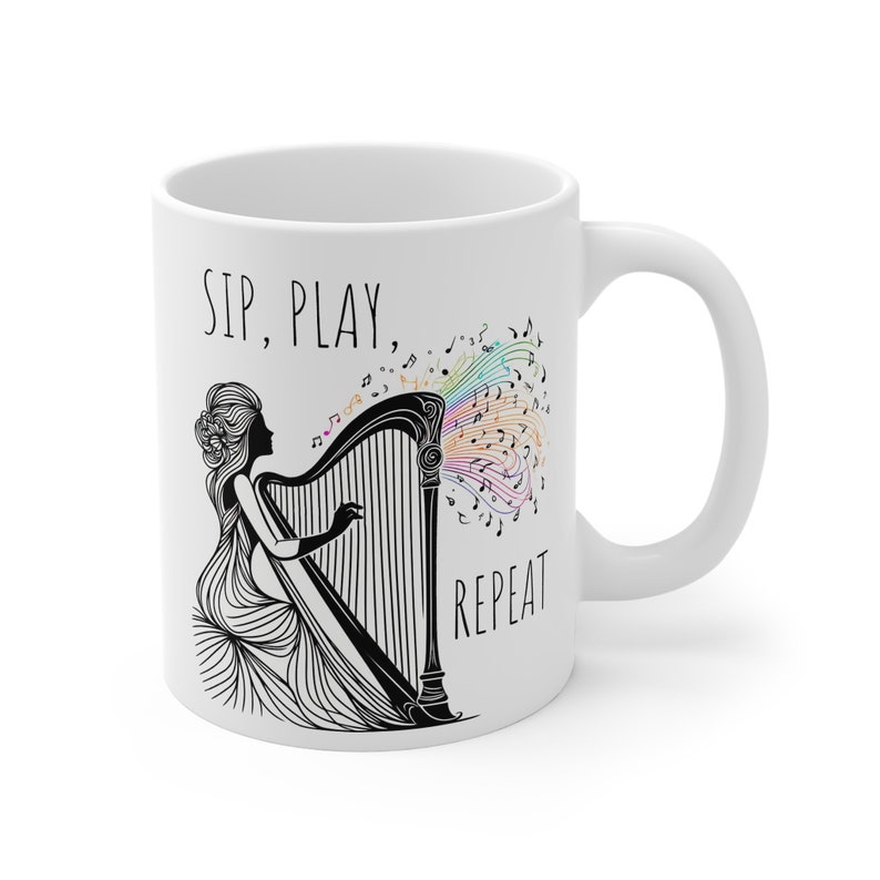 Harpist Coffee Mug, Sip, Play, Repeat, Harp Player Music Teacher Tea ...