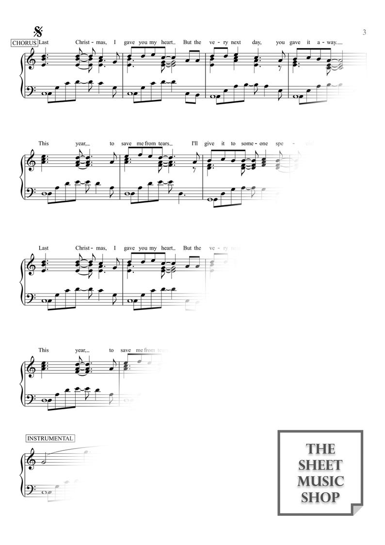 Wham! - Last Christmas: Piano Sheet Music (digital Download) - Etsy
