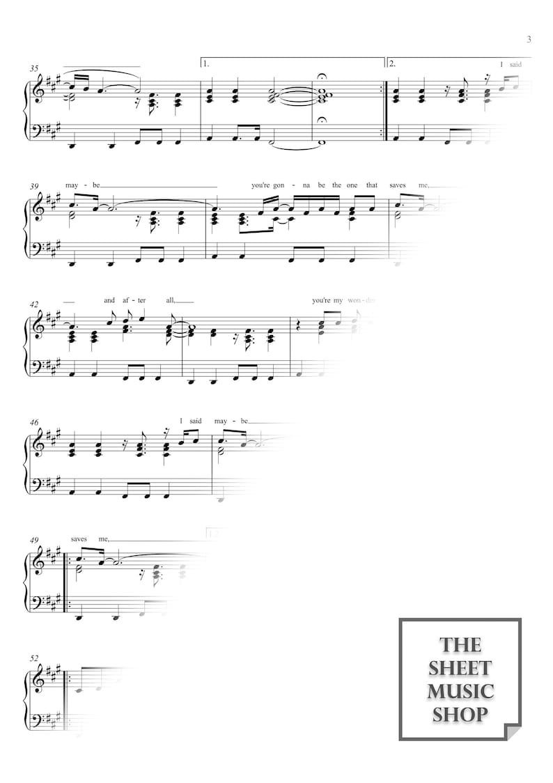 Wonderwall Oasis Piano Sheet Music With Lyrics (digital PDF) - Etsy