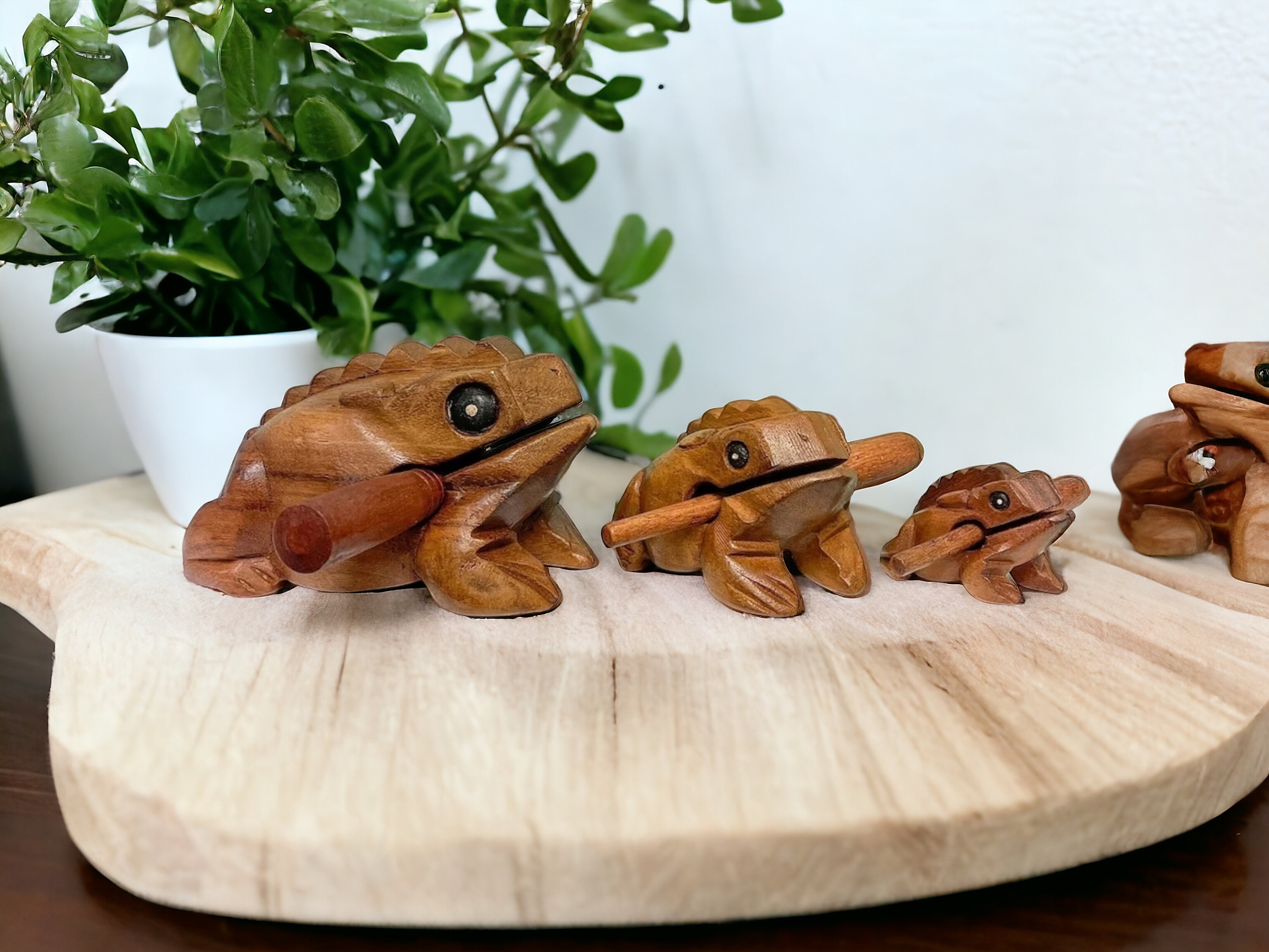 Handmade Wooden Frog Guiro With Scraper, Teak Wood Instrument, Natural ...