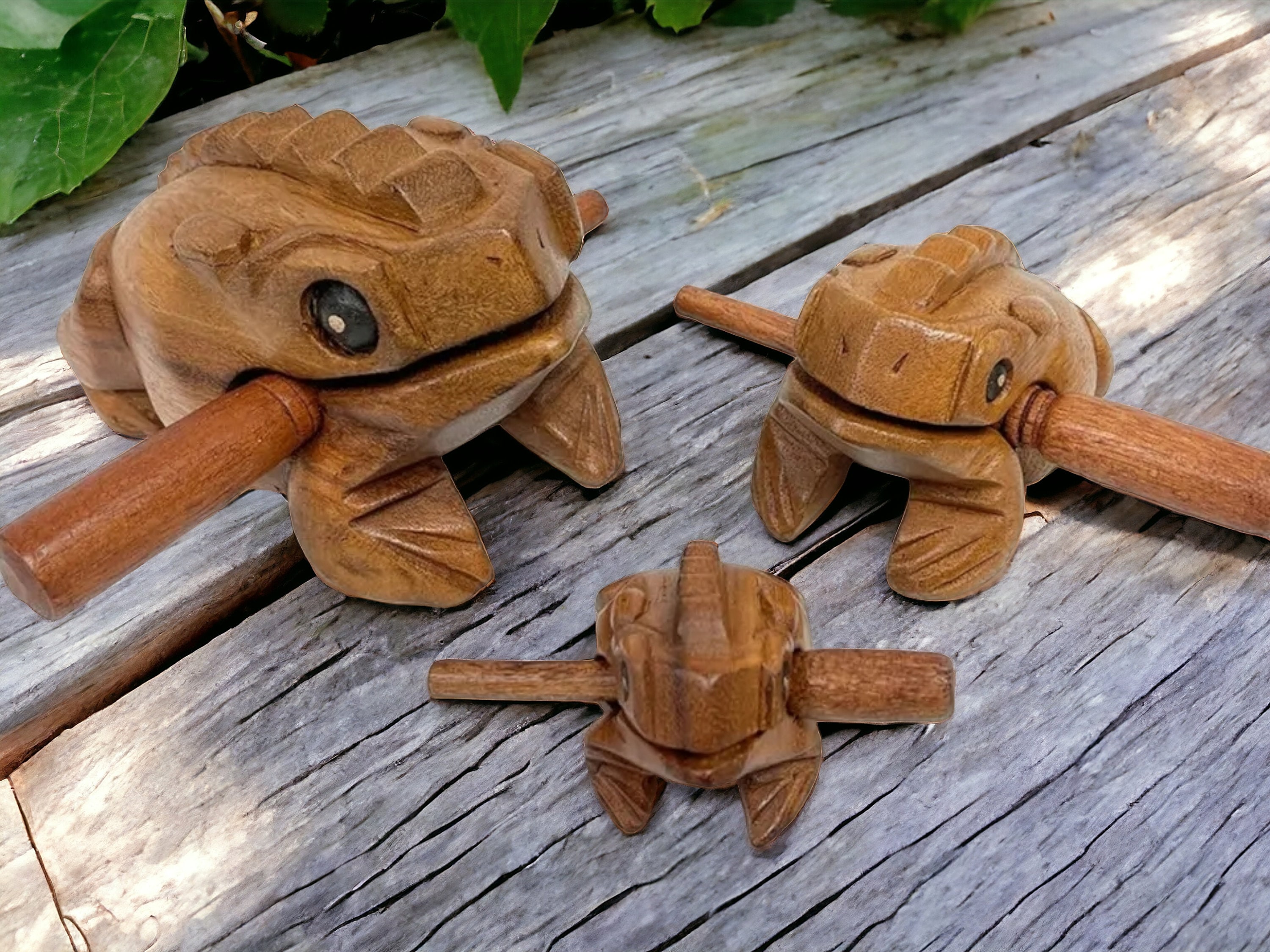 Handmade Wooden Frog Guiro With Scraper, Teak Wood Instrument, Natural ...