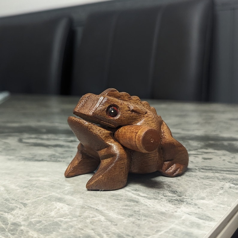 Handmade Wooden Frog Guiro With Scraper, Teak Wood Instrument, Natural ...