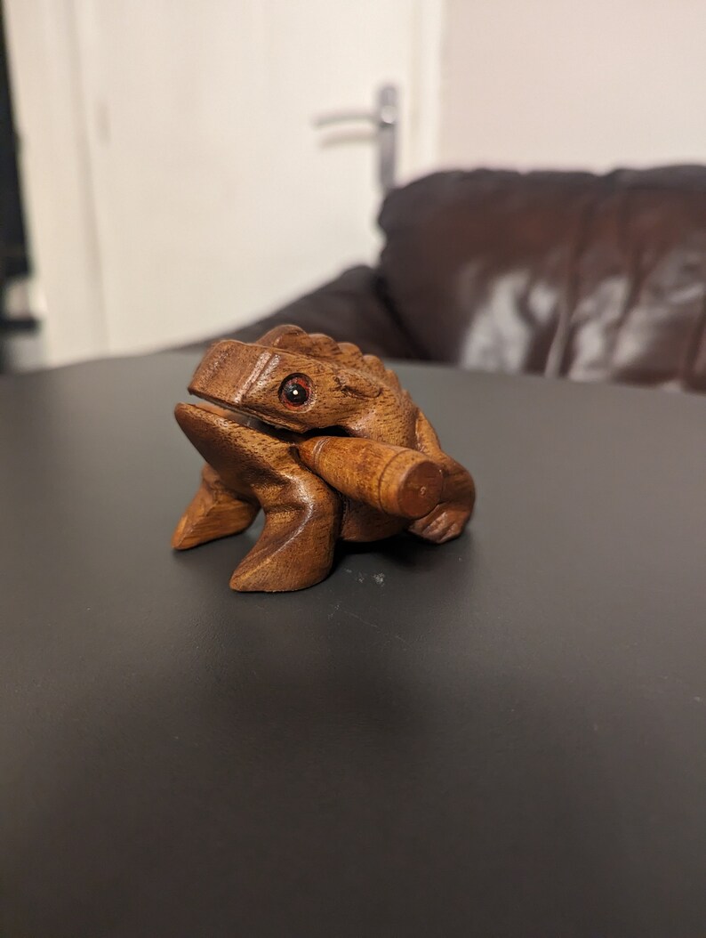 Handmade Wooden Frog Guiro With Scraper, Teak Wood Instrument, Natural ...
