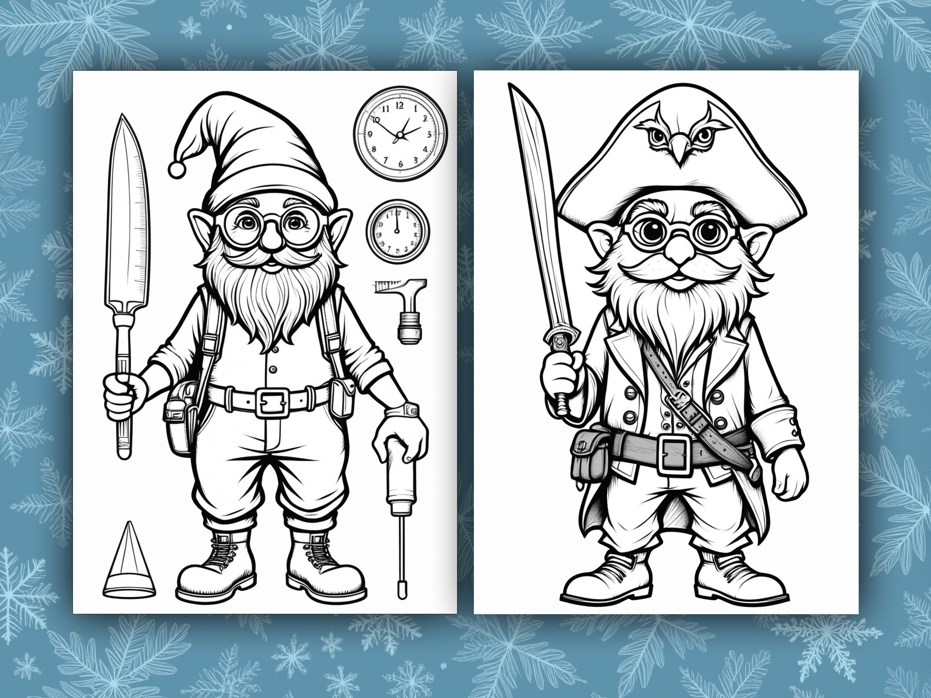 Whimsical Gnome Coloring Pages AI Art, Printable Gnomes, Adult Coloring ...