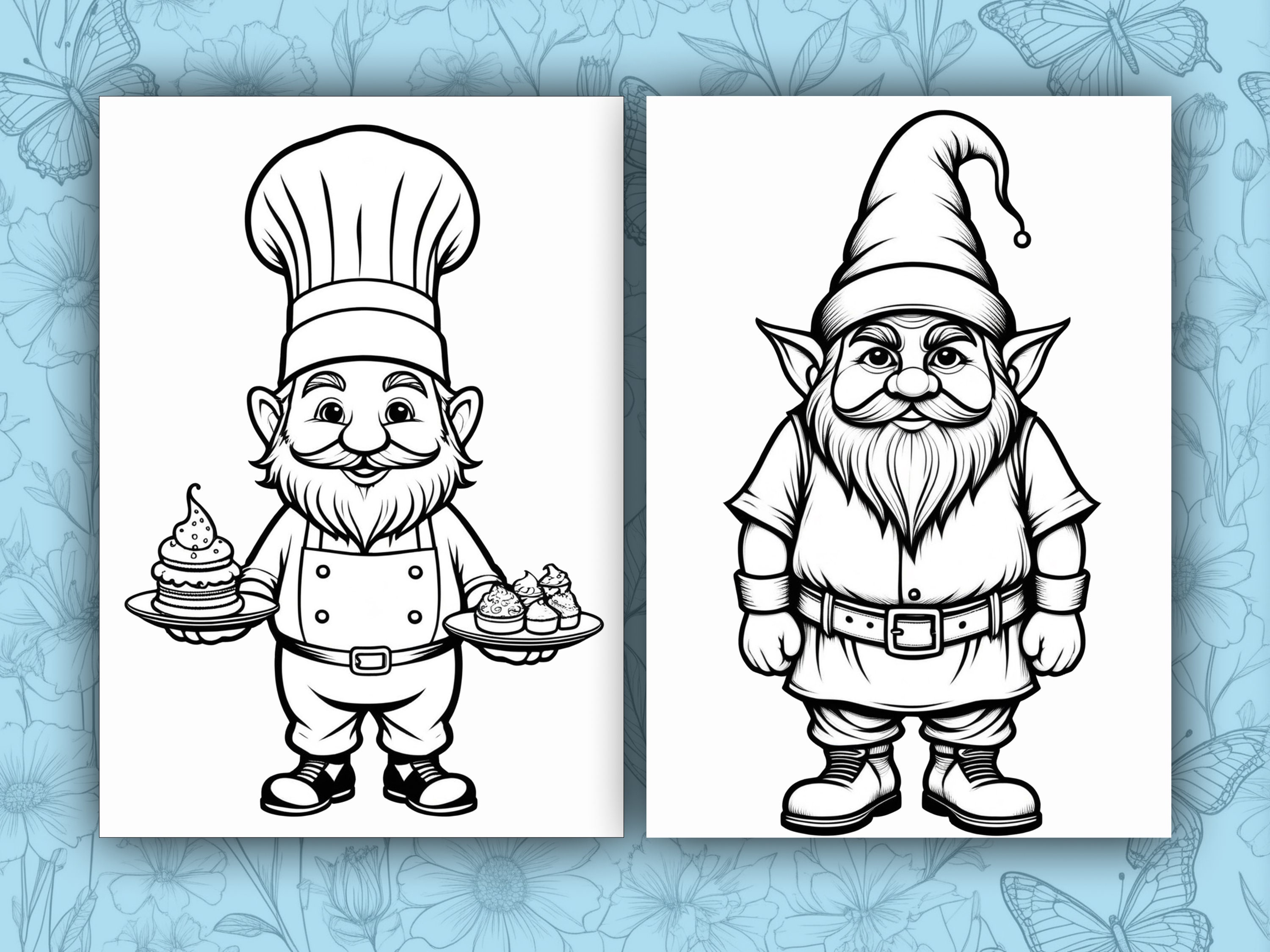 Whimsical Gnome Coloring Pages AI Art, Printable Gnomes, Adult Coloring ...