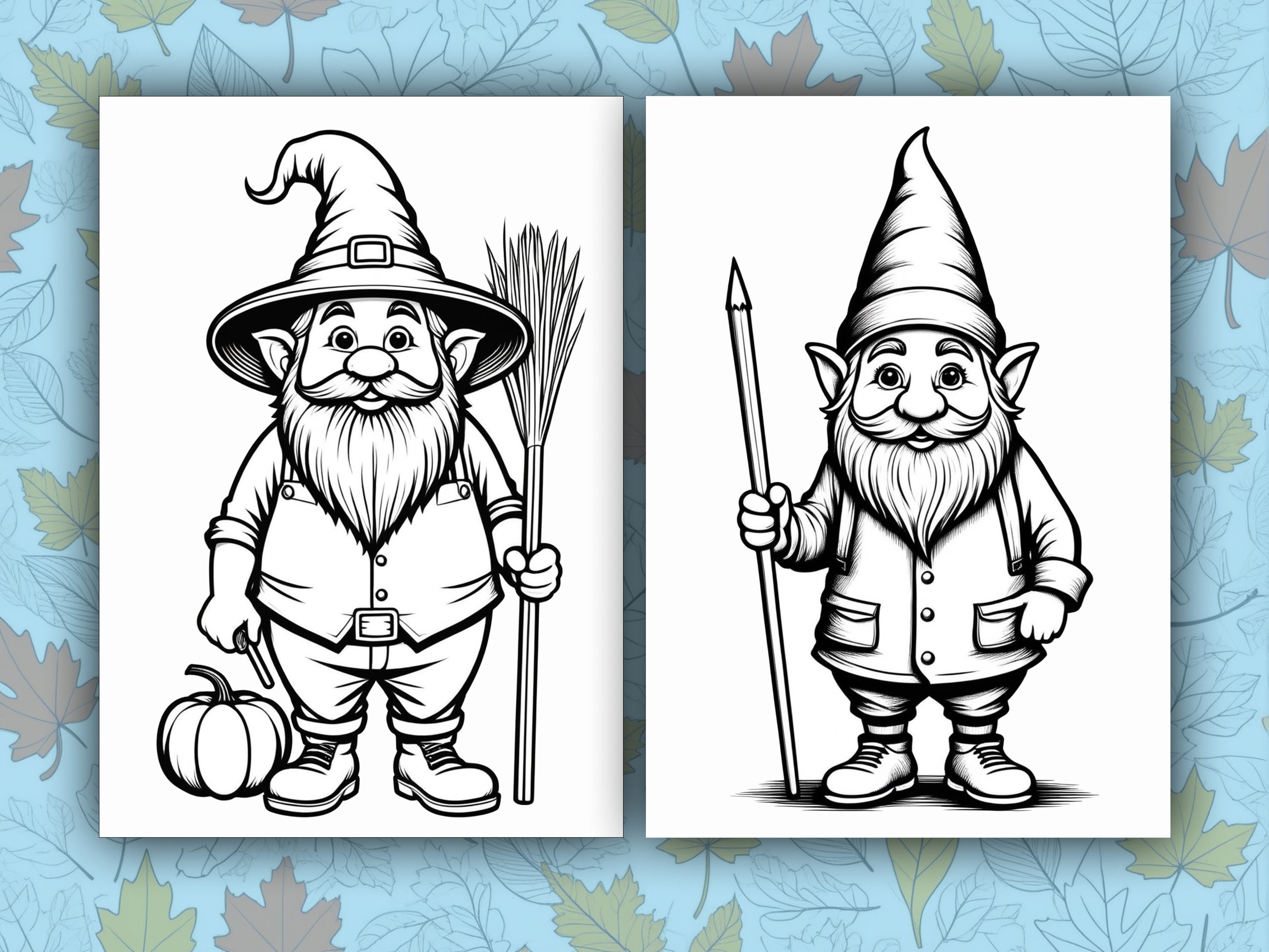 Whimsical Gnome Coloring Pages AI Art, Printable Gnomes, Adult Coloring ...