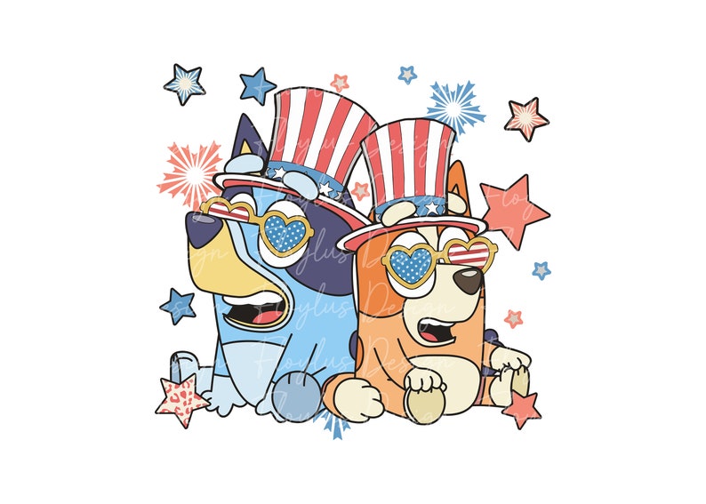 Bluey 4th of July Png, Bluey and Bandit Png, Dogs 4th of July Svg ...