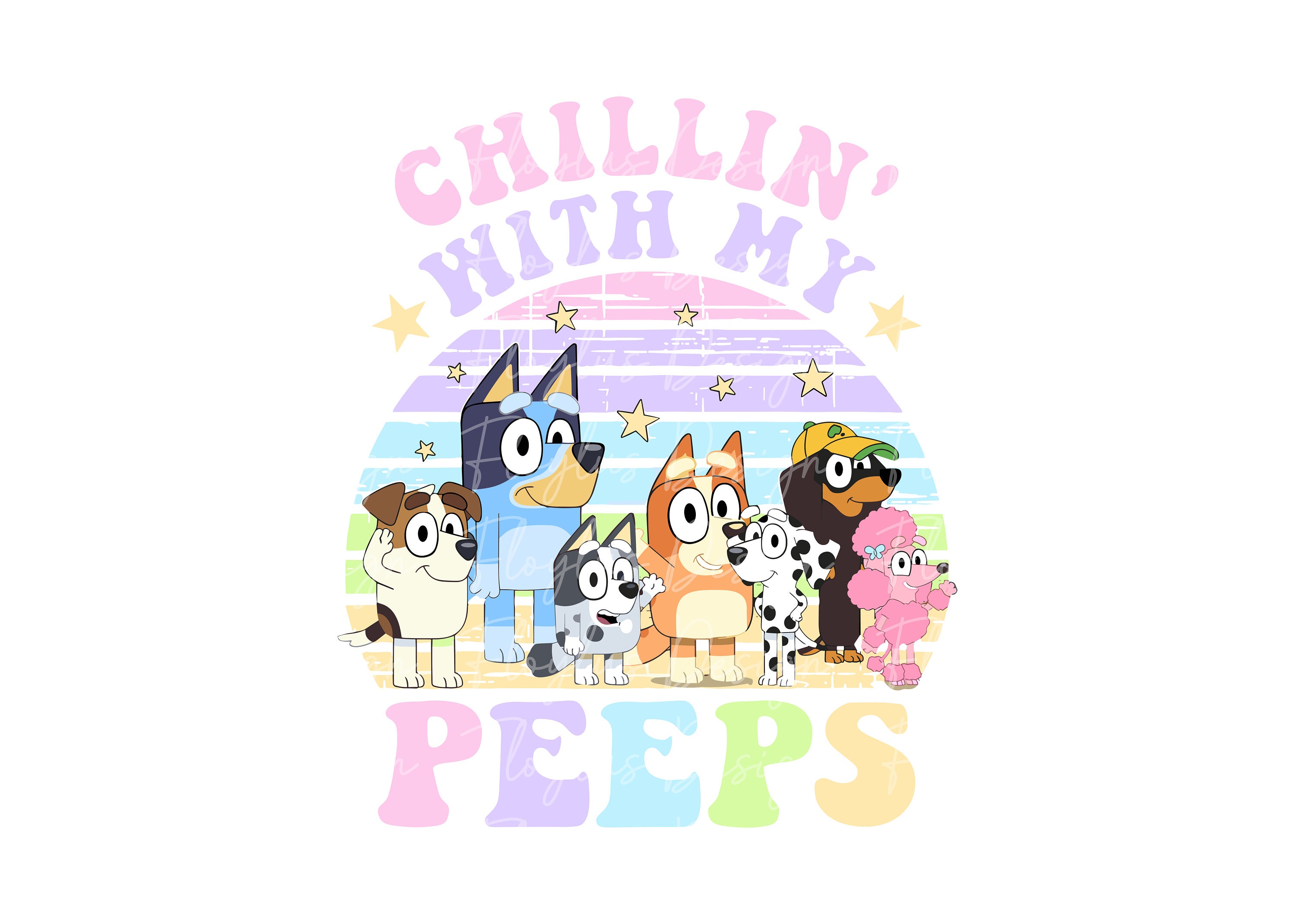 Bluey Chillin' With My Peeps Png, Best Friends Png, Besties Svg, Family ...