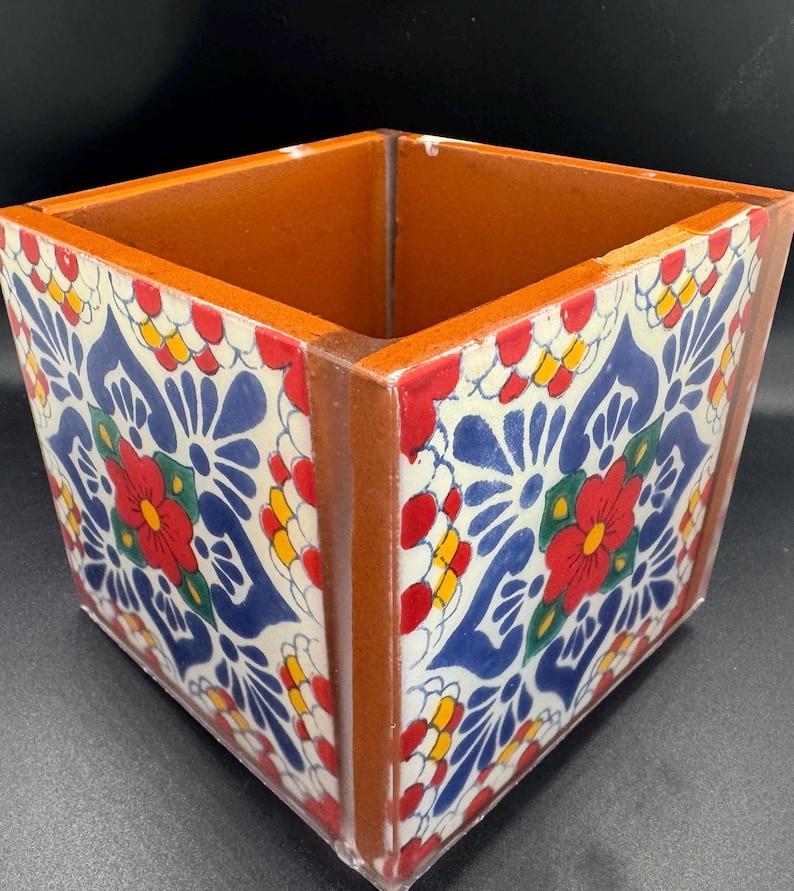 Talavera Tile Planter: Mexican Floral Box With Epoxy Finish - Etsy