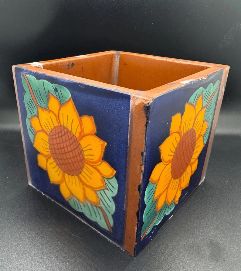 Talavera Tile Planter: Mexican Floral Box With Epoxy Finish - Etsy