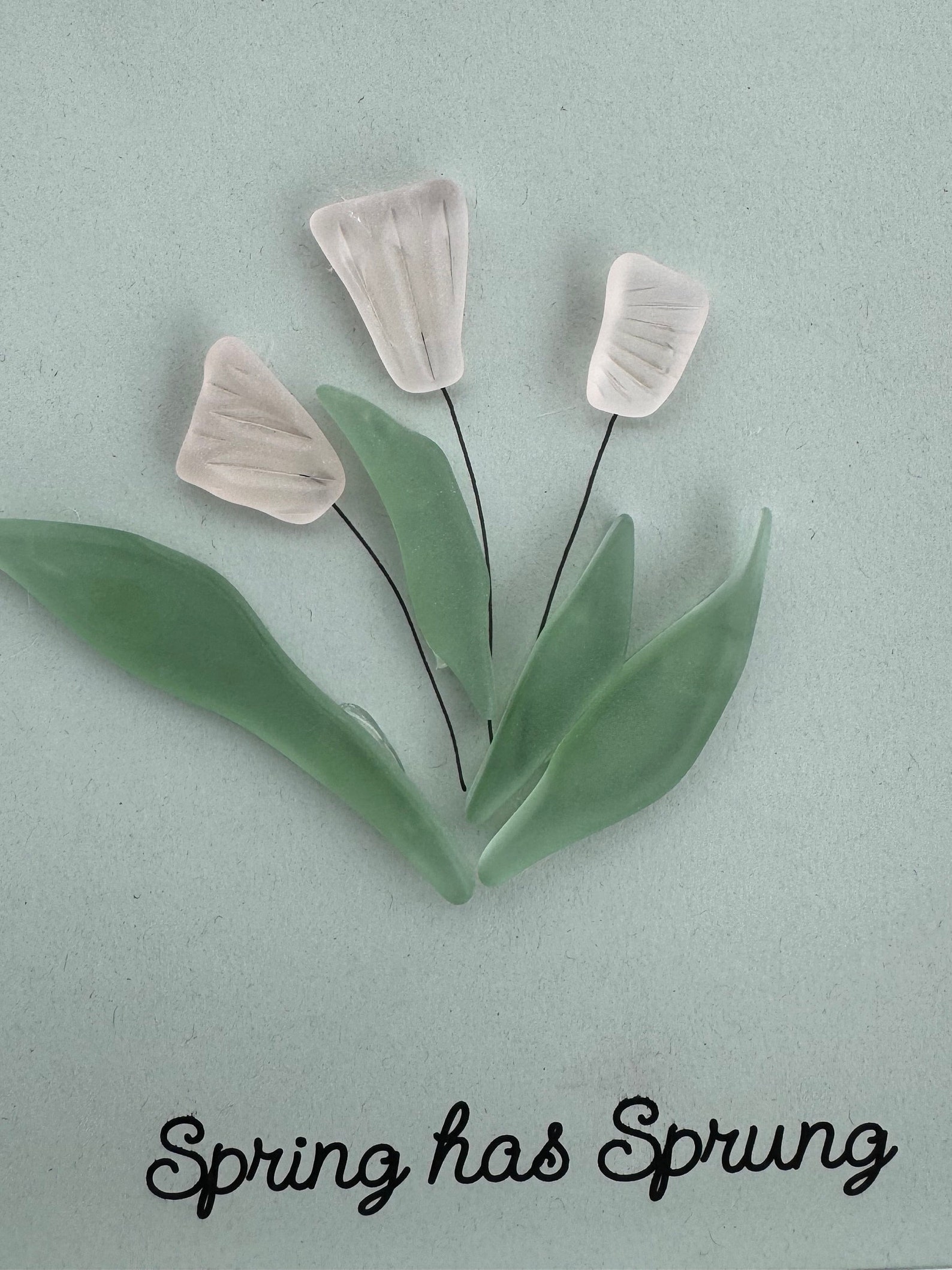 Spring Flowers Beach Glass Art/ Spring Gift / Faux Beach Glass Art ...