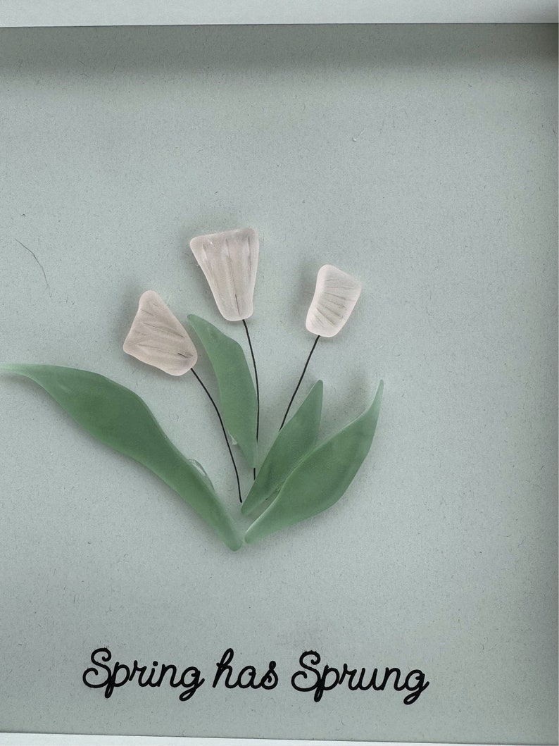 Spring Flowers Beach Glass Art/ Spring Gift / Faux Beach Glass Art ...