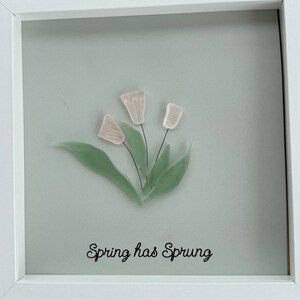 Spring Flowers Beach Glass Art/ Spring Gift / Faux Beach Glass Art ...