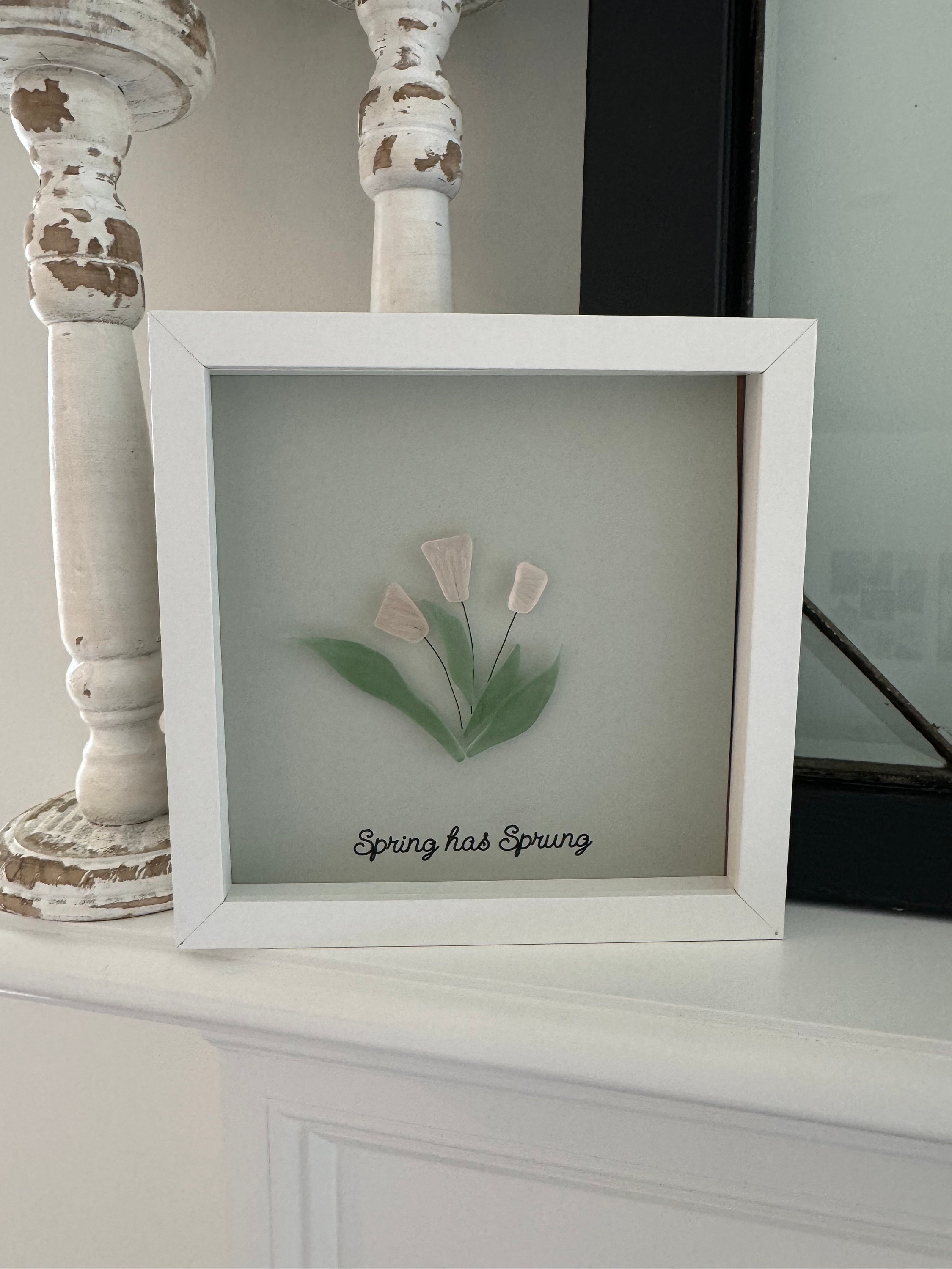 Spring Flowers Beach Glass Art/ Spring Gift / Faux Beach Glass Art ...