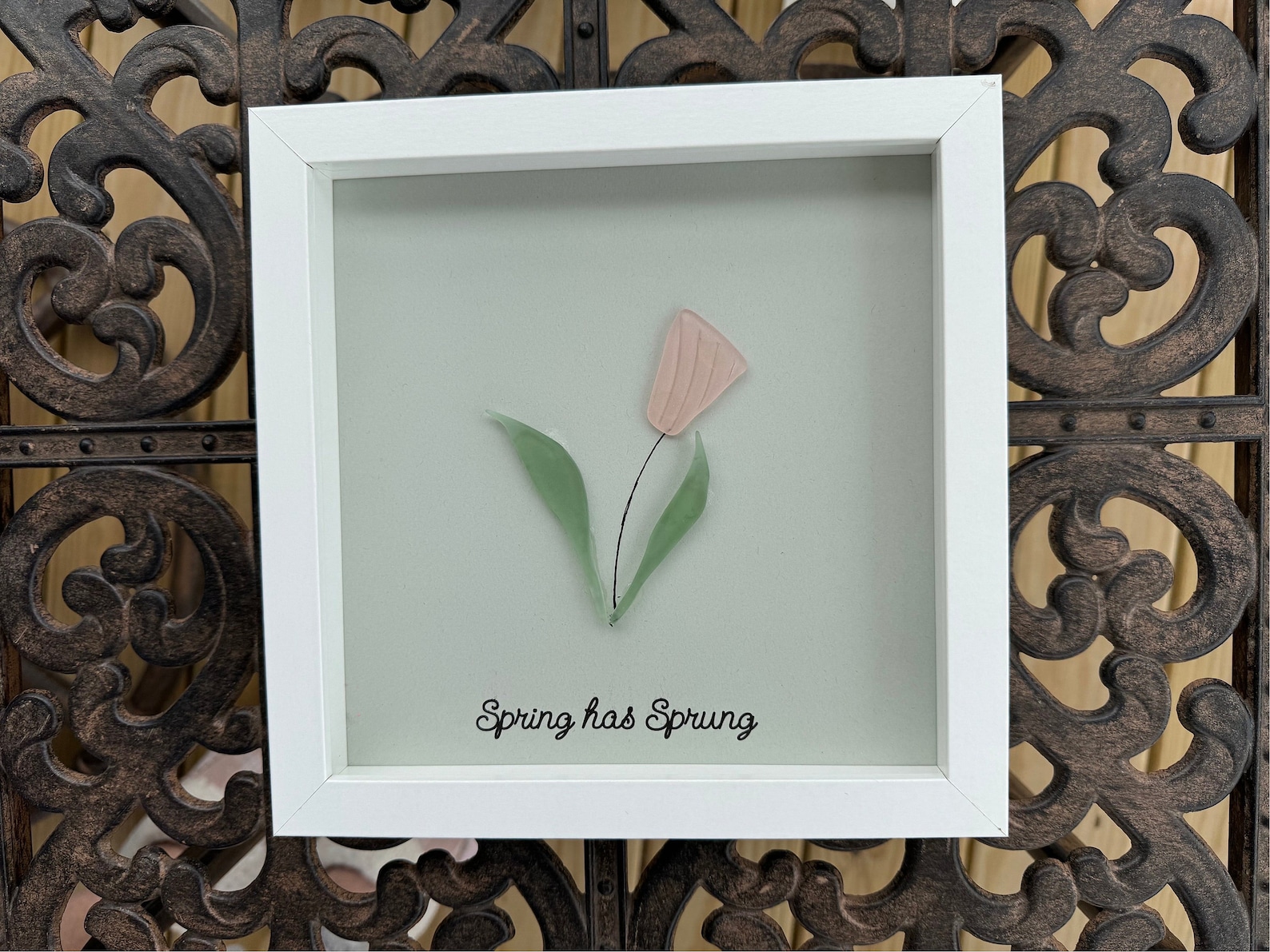 Spring Flowers Beach Glass Art/ Spring Gift / Faux Beach Glass Art ...